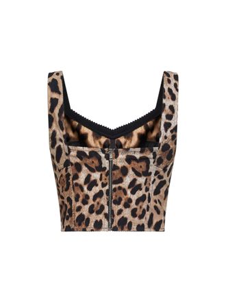 Dolce & Gabbana Womens Bustier Top Leopard Print Multicolour Polyamide Tops