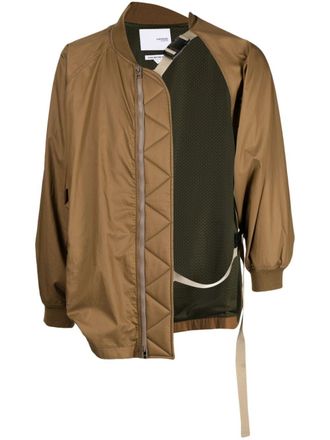 Yoshiokubo veste bomber à design asymétrique - Marron