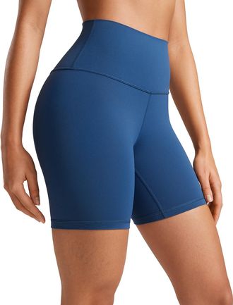 CRZ YOGA Butterluxe Damen Radlerhose Kurze Sporthose High Waist Yoga Sommer Shorts Laufshorts Fitness Hose - 15cm FRANZÖSISCHE Marine 36