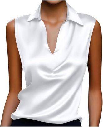 Generic Debardeur Femme Chic et &eacute;l&eacute;gant Stain Chemisier sans Manche D&eacute;bardeur Top Ete Haut Chic et Elegant Fluide Ample Caraco Vetement Femme Tee Shirt sans M