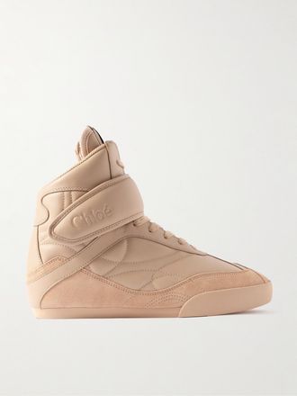 Chloé Kick Sneakers Aus Gestepptem Leder Mit Velourslederbesätzen - Neutral