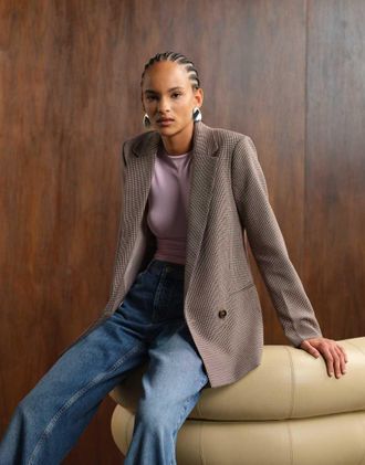 Mango Karierter, klassischer Blazer in Braun