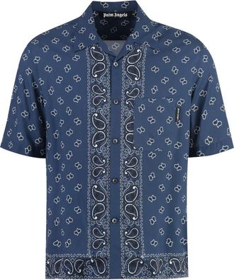 Palm Angels Homme, Chemises, Bleu, Taille: M Chemise Bowling à Imprimé Paisley