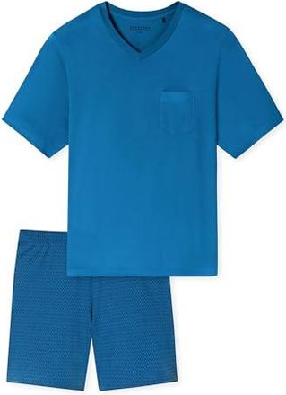 Schiesser Pyjama pour homme Comfort Essentials - Court - Col en V - Coton - Confortable, Pyjama Comfort Essentials Aquarium, 56