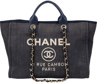 Chanel Crossbody Bags - Chanel Bleu Cotton Deauville Handbag - Gr. unisize - in Blau - f&uuml;r Damen
