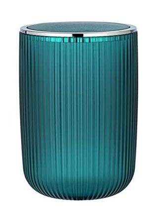 WENKO Petite Poubelle Salle de Bain Agropoli L, Poubelle à Couvercle basculant, Capacité 5,5L, Plastique Surface givrée, Ø19x27 cm, Pétrole