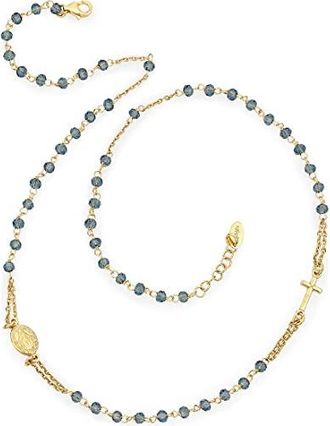 MUGLER Amen Collier en argent 925 Collection Rosari - Couleur or - Taille unique chapelet ras du cou cristaux bleus