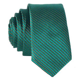 DonDon Cravate Homme étroit 5 cm fait à la main mat ou brillant à rayures vert et vert clair