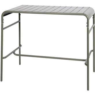 Sweeek Table haute de jardin m&eacute;tal 4 places. kaki. 120 x 70 x 95cm