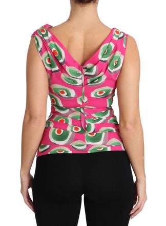 Dolce & Gabbana Womens Pink Silk Stretch Sicilian Cake Top