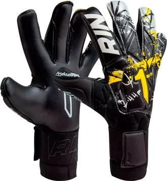 Rinat Asimetrik Prime Torwarthandschuhe | Kinder und Erwachsene (Schwarz/Gelb, 7)