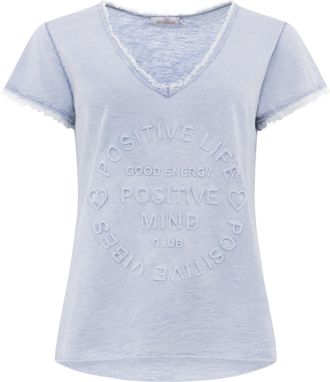 Zwillingsherz Shirt Positiv für Damen Frauen Mädchen - Hochwertiges 100% Baumwolle Oberteil kuschelig weich Sommer Kurzarm Hemd Tail Top V Ausschnitt Fransen Ärmel