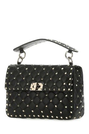 Valentino Garavani Womens Black Nappa Leather Medium Rockstud Spike Handbag Nero Borse A Tracolla Bag