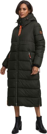 Navahoo Damen Winterjacke langer Winter Mantel Winter Jacke gesteppt warmer Steppmantel B926 [B926-Kristall-DarkOlive-Gr.6XL]