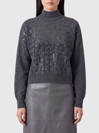Brunello Cucinelli Pull &agrave; col roul&eacute; ample 100% cachemire avec sequins