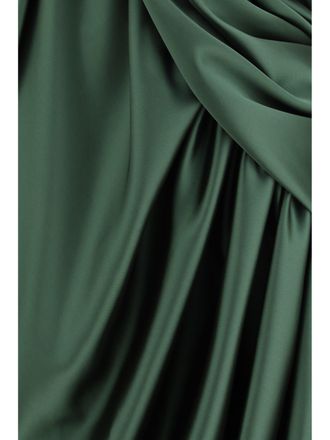 Vivienne Westwood Womens Midi Dress Draped Green Satin Polyester