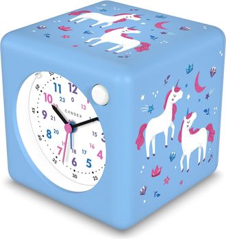 Cander Berlin MNU 1110 E Kinderwecker lautlos Licht Einhorn Snooze Beleuchtung ohne Ticken Mädchen Kinderzimmer
