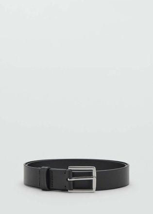 Mango Ceinture cuir boucle noir - Homme - 100 - MANGO MAN