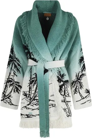 Alanui Femme, Pulls, Vert, Taille: 40 FR Wave Bloom Cardigan