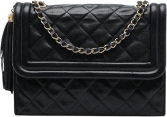 Chanel Pre-owned Sac bandouli&egrave;re matelass&eacute; vintage en cuir dagneau - Femme - Pre-owned - Noir - Taille: ONE Size