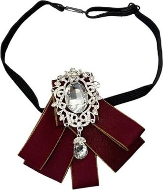 Generic Noeud papillon pour homme - Broche pour col Jabot - Broche pour chemise - Noeud papillon, rouge vin, Length 9cm