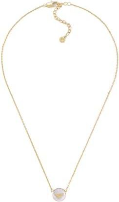 Emporio Armani Womens gold tone lobster clasp closure brass necklace