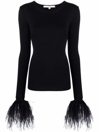 Manurí blouse Elektra ornée de plumes - Noir