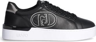 Liu Jo Baskets Liu Jo pour femme, mod&egrave;le Silvia 93 &agrave; lacets, avec tige en cuir et semelle en caoutchouc, couleur noire., Noir, 37 EU
