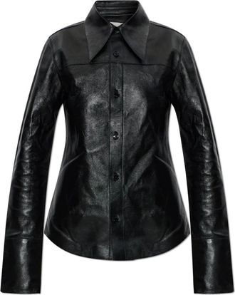 Ami Femme, Blouses et Chemises, Noir, Taille: 36 FR Chemise en cuir &agrave; panneaux
