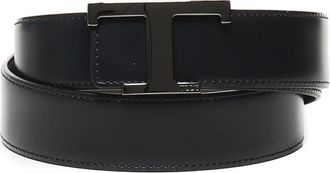 Tod's Homme, Accessoires, Noir, Taille: 95 CM Ceinture Noire &agrave; Double Face avec Boucle Intemporelle