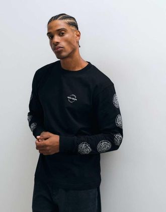 Parlez Clothing Haldane t-shirt graphique &agrave; manches longues noir