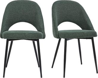 Miliboo Miliboo - Chaises vintage en tissu effet velours texturé vert et métal noir (lot de 2) cosette