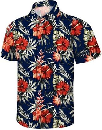 Generic Chemise hawa&iuml;enne amusante pour homme - Chemise d&eacute;t&eacute; l&eacute;g&egrave;re - Chemise tropicale tendance - Coupe ample - Haut boutonn&eacute; - Respirant - Manches longues -