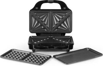 Salter Salter 3-in-1 Snackmaschine - Sandwichtoaster, Waffeleisen, Panini Press Grill, mit abnehmbaren tiefen F&uuml;llplatten, Antihaftbeschichtung, 900 W, autom