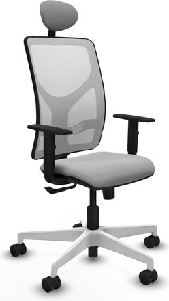 Piqueras y Crespo Schreibtischstuhl mit 1D-Armen, h&ouml;henverstellbare Lendenwirbelst&uuml;tze und festes Kopfteil, ausgestattet mit 3 Positionen und Schneideschaum, Wei&szlig;/Hellg