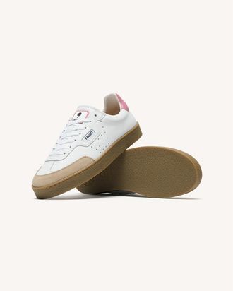 Faguo Baskets cuir et su&egrave;de blanc et rose gris&eacute; - LUMBO