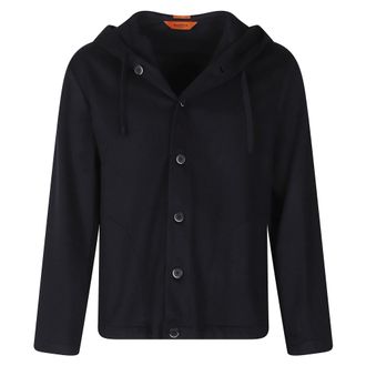 Barena Homme, Pulls, Bleu, Taille: XL Button Wool Sweat &agrave; capuche