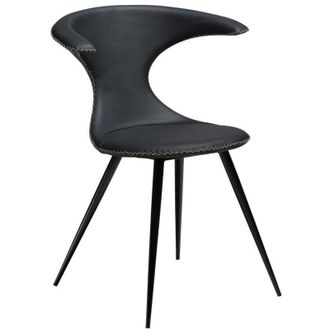 ebuy24 Flair Dan-Form Esszimmerstuhl Echtes Leder schwarz