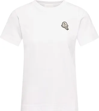 Moncler Moncler T-shirt En Coton &Agrave; Empi&egrave;cement Logo, Femme, Blanc, Taille: Xl