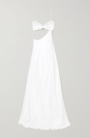 Michael Lo Sordo Symic Robe Aus Seidensatin Mit Cut-out Und Kristallen - Wei&szlig;