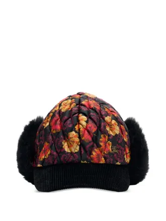 Burberry casquette matelassée à fleurs - Noir