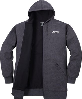 Wrangler Kapuzenpullover f&uuml;r Herren, gro&szlig; und gro&szlig;, Thermofutter, mit Rei&szlig;verschluss, Anthrazit/Schwarz, 2X
