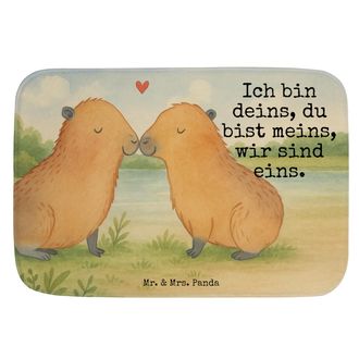Mr. & Mrs. Panda Badteppich Capybara Liebe Design - Geschenk, Duschvorleger, duschmatten, Lustige Spr&uuml;che, Valentinstag, Badezimmer Matte, Badezimmerteppich, Liebesspr