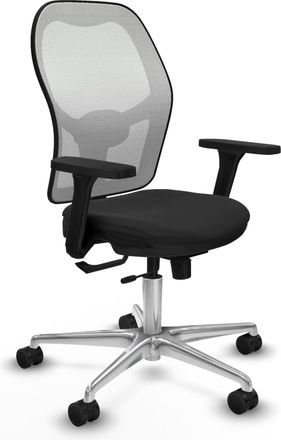 Piqueras y Crespo B&uuml;rostuhl aus schwarzem Mesh mit 3D-Armen, h&ouml;henverstellbare Lendenwirbelst&uuml;tze, ausgestattet mit Syncro/Traslack und eingespritztem Schaum. Mit Rolle