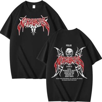 YiJee Stray-K T-Shirt &agrave; Manches Courtes - Design Amusant SKZOO pour Homme et Femme, Look Kpop pour Les Loisirs et Les Excursions, Noir, XL