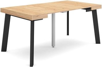 Skraut Home Skraut Home - Ausziehbarertisch, Multifunktionaler ausziehbarer, 160, F&uuml;r 8 G&auml;ste, H&ouml;lzerne Beine, Moderner Stil, Eiche