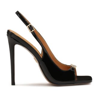 Kazar Femme, Chaussures, Noir, Taille: 36 EU Sandales noires laqu&eacute;es avec dessus d&eacute;coup&eacute;