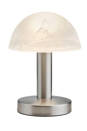 Trio Leuchten LED Tischleuchte Fynn II 599110107, Metall Nickel matt, Glas alabasterfarbig wei&szlig;, inkl. 1x E14 4.9 Watt LED, Touch-Me-Funktion (4-fach schaltbar, 3 H