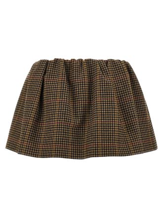 Miu Miu Houndstooth Wool Skirt - Brown