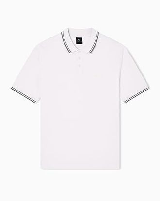 A|X Armani Exchange Short Sleeve Side Logo Three-Button Collar Polo, Wind Chime, XL Homme